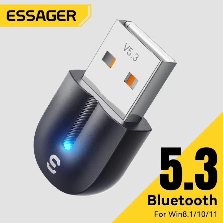 Essager USB Bluetooth 5.3 Adapter Aux Audio Receiver Transmitter for PC ...