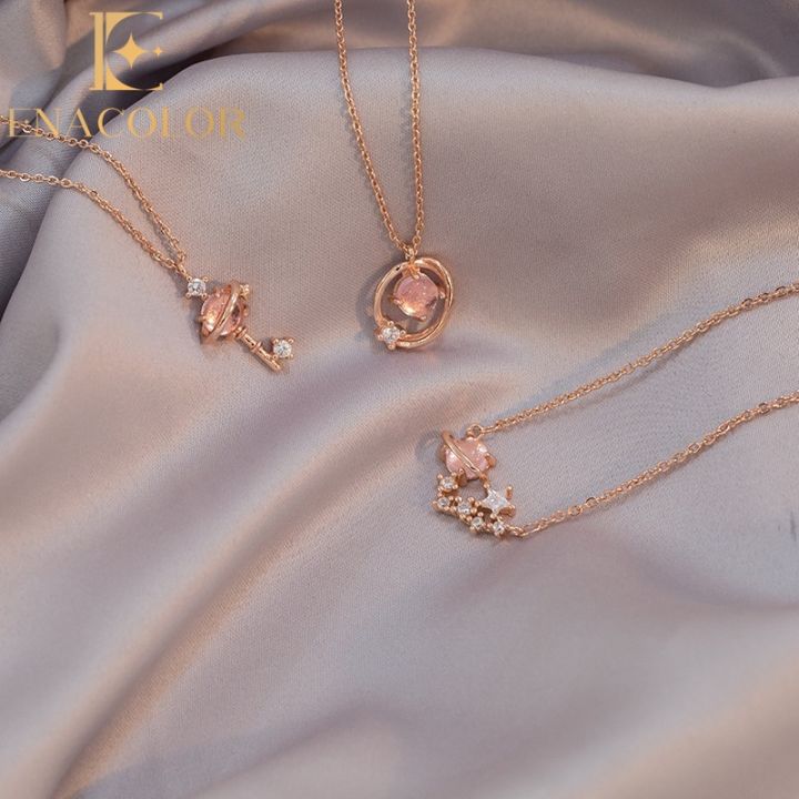 Enacolor Crystal Star Planet Meteor Shower Key Necklace Pendant Women ...