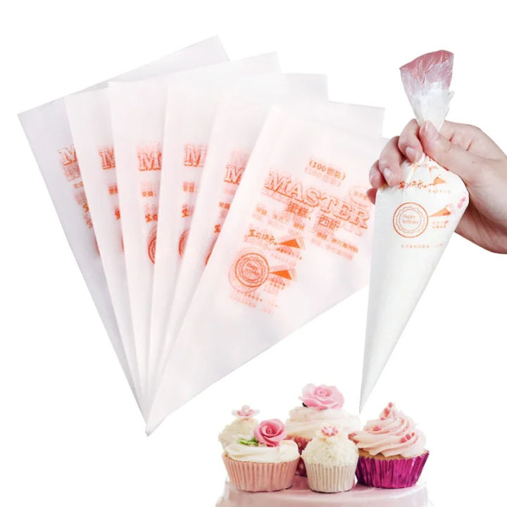 100Pcs/Lot Food Grade Plastic Pastry Bags Disposable Piping Bag Icing ...