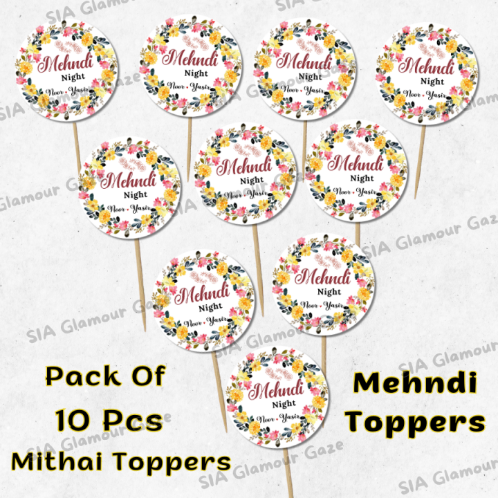 CUSTOMIZED Mehndi Mithai Cupcake Toppers Pack of 10, Mehndi & Wedding ...