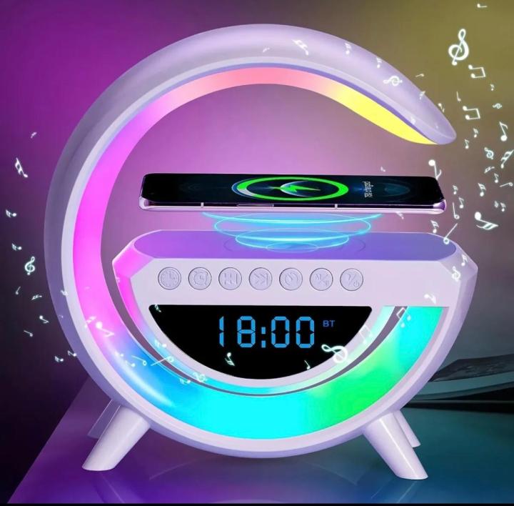 G Lamp Wireless Charging Speaker - Alarm Clock - Table Lamp With Lights ...