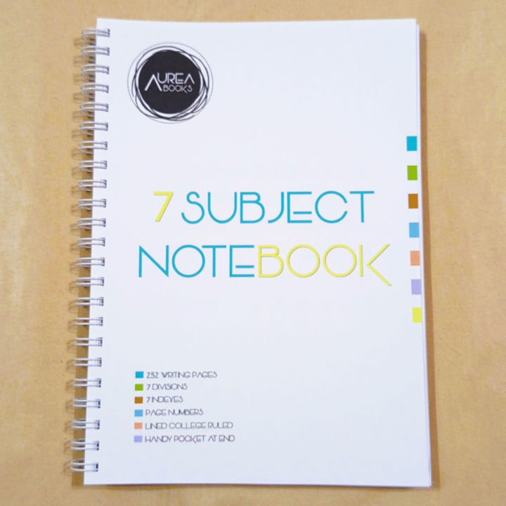 Aurea Books 7 Subject Colour Coded Numbered Pages Student Notebook ...
