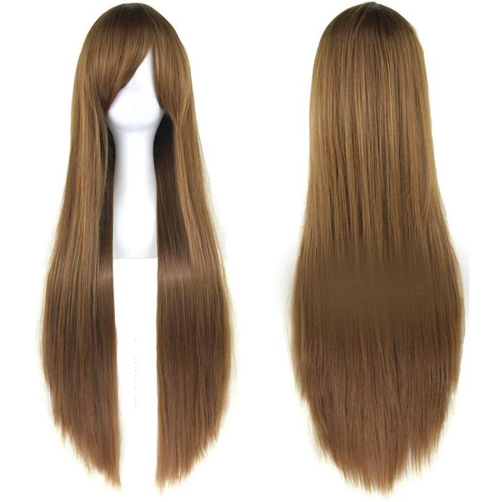 32 inches Long Full Head Wig For Women Color Straight Front Bang | Daraz.pk