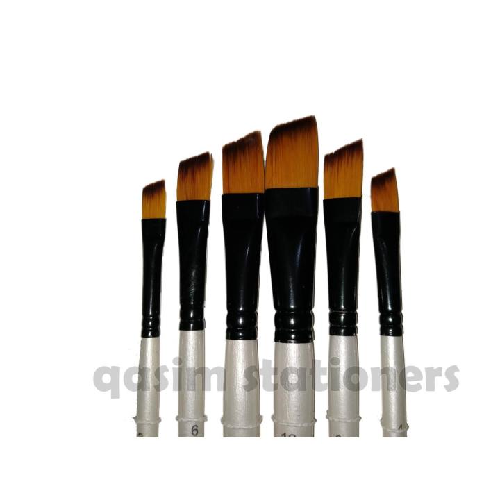6 Pcs Professional Angular Paint Brush Water Color Oil Acrylic Artist ...