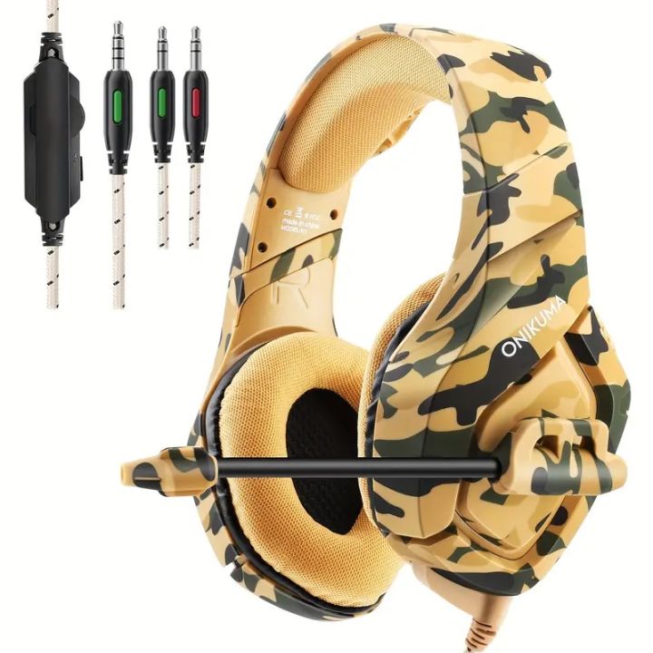 ONIKUMA K1B PRO CAMOUFLAGE Camo Elite Stereo Gaming Headset Headphones Wired Over Ear Gaming One Controller Noise Cancelling Xbox One PC Nintendo Daraz.pk