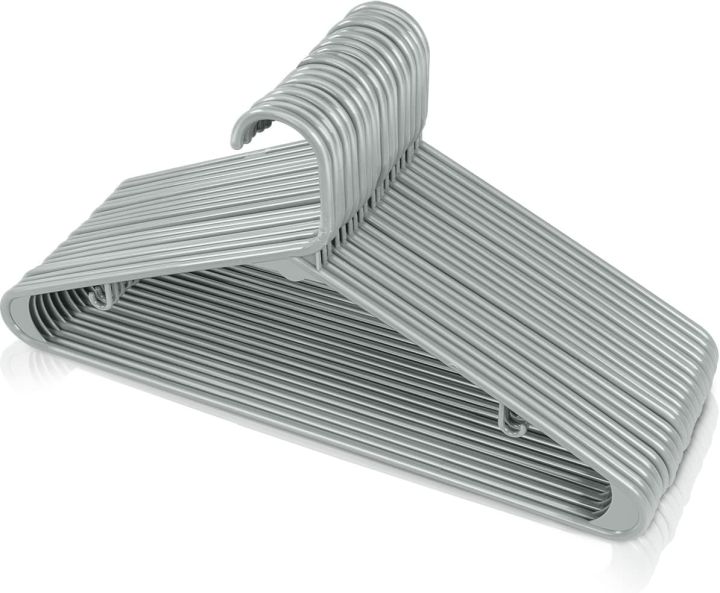 Pack of 12 Hangers - Good Quality Plastic Gray Hangers for Clothes ...
