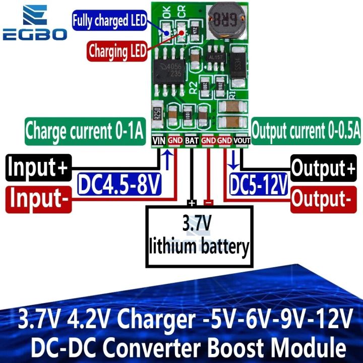 EGBO 3.7V 4.2V Charger 5V 6V 9V 12V Discharger Board DC DC Converter ...