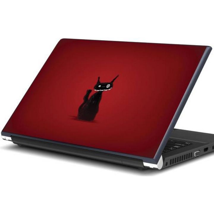 Black cartoon cat laptop back cover vinyl skin 12 13 14 15.6 inch for ...