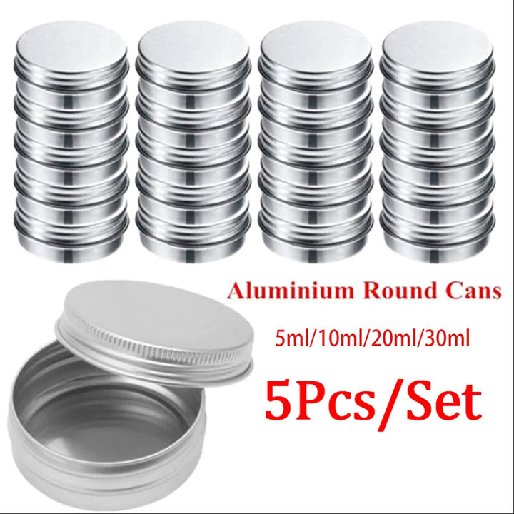 5Pcs Aluminum Mini Round Tin Metal Container Bottles Storage Jar Screw ...