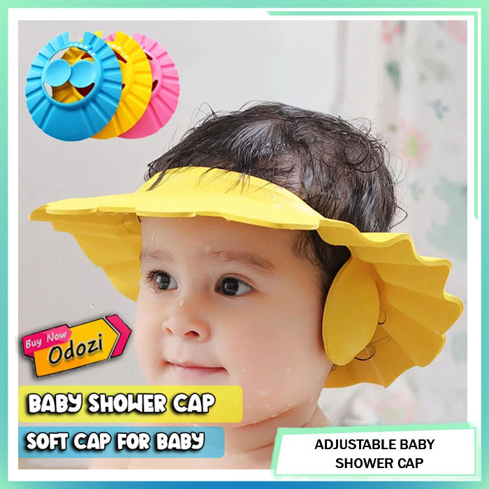 Baby Shower Cap Adjustable Hair Wash Hat for kids Infant Ear Protection ...