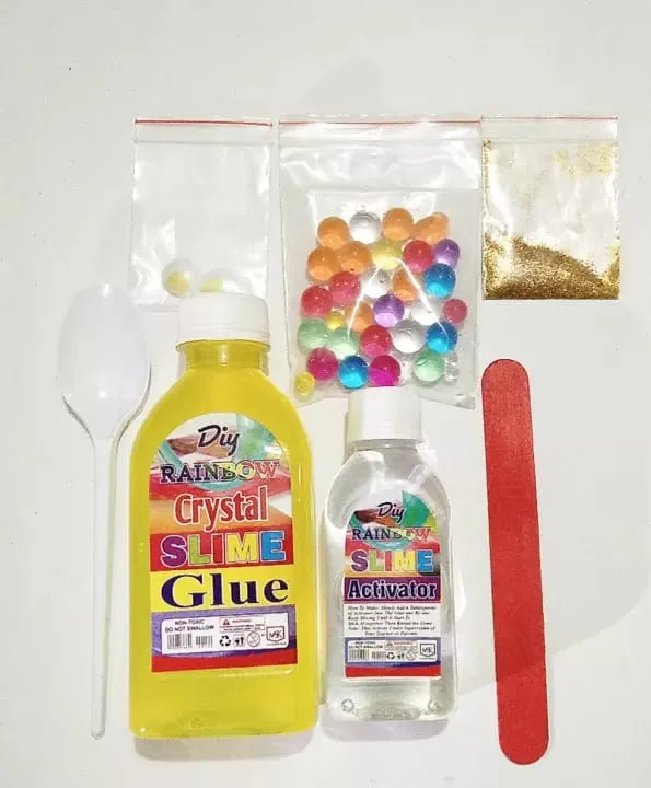 DIY Rainbow Crystal Yellow Slime Making Kit for Kids – Complete Slime ...