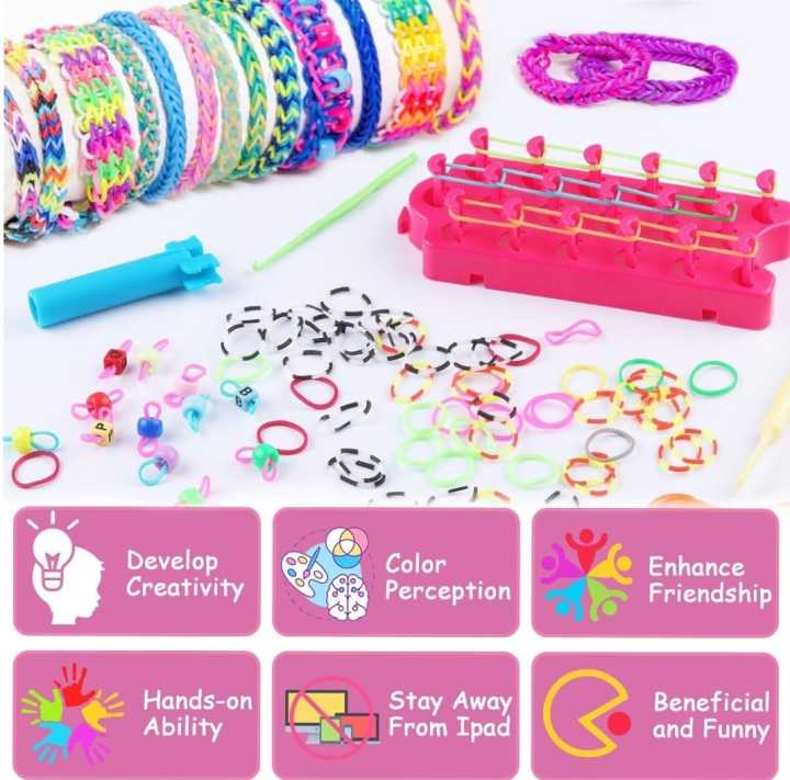 DIY Colorful loom Band Kit Rubber Band Bracelets Making | Daraz.pk