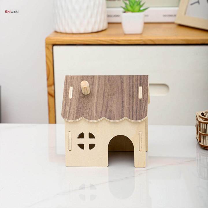Wooden Hamster Hideout House Shelter Handcrafted Nest Small Animals ...