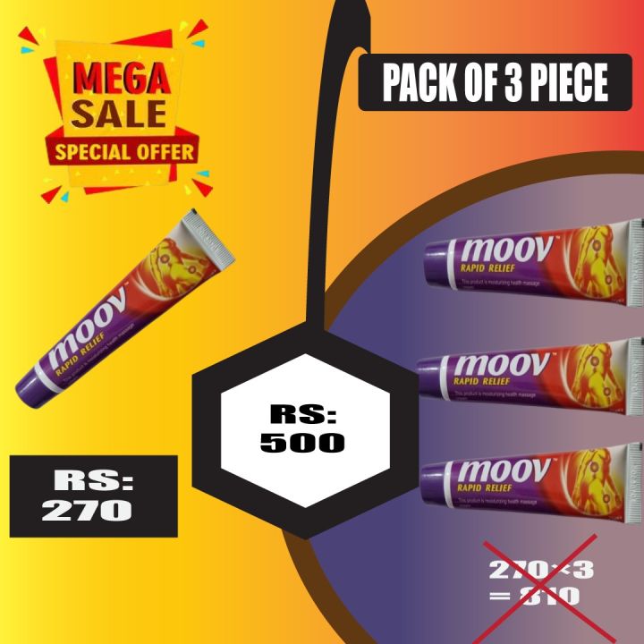 Set of 3 Moov rapid relief for fast relief from pain in muscle and ...