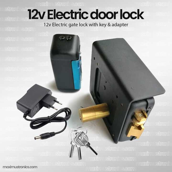 12V electric lock for main gate with adapter and keys install on both ...