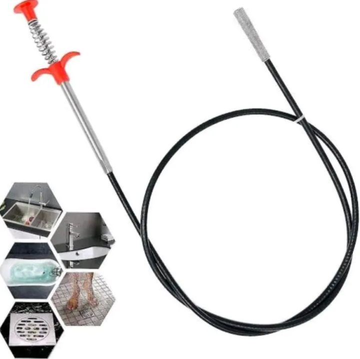 Metal Flexible 90 cm Wire Brush Hand Sink Cleaning Hook Sewer Dredging ...