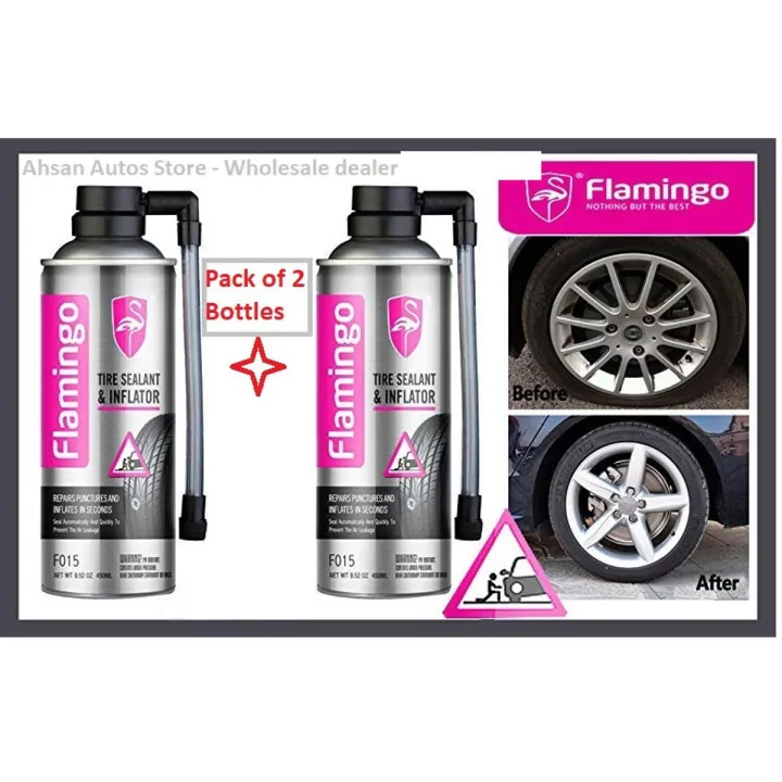 Flamingo Tire Sealant & Inflator Spray – 450 ml Pack of 2 | Car Tyre ...