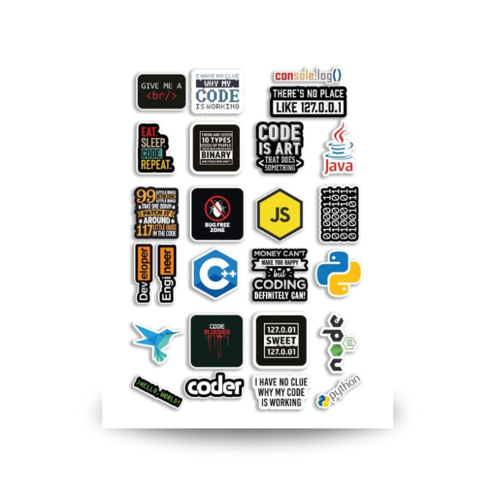 Programmers Coding Mini UNCUT Sticker Sheet - A6 size - 15 x 10 cm ...