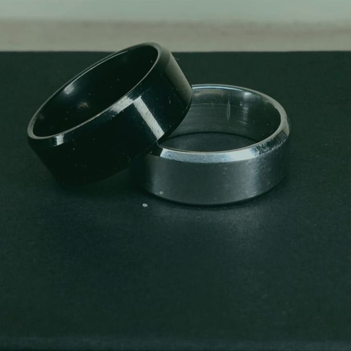 Pack of Two Black & Silver Titanium Stainless Steel Men's Ring - Never ...