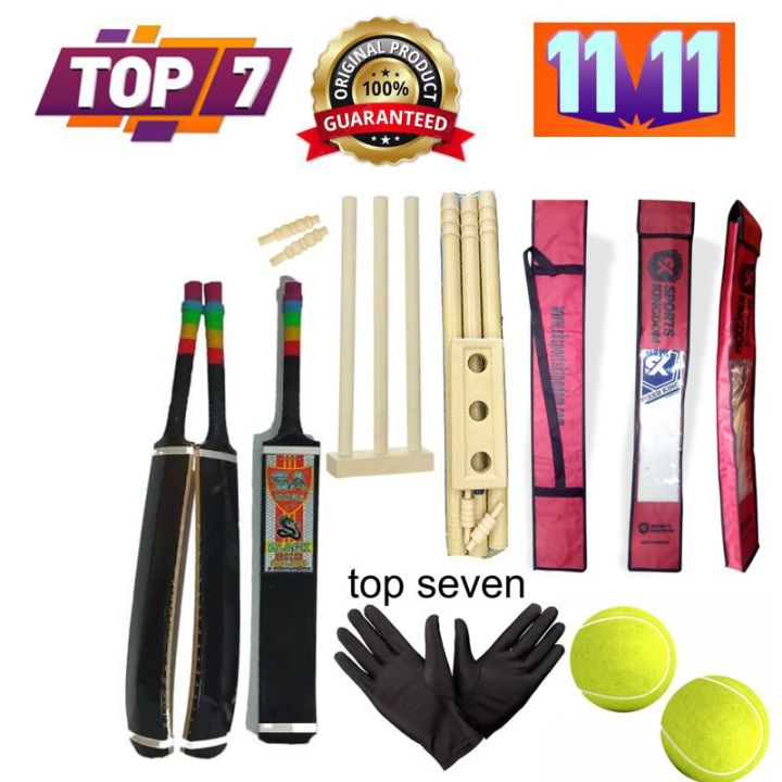 Tape Ball Cricket Full Kit Bat+ Gloves+ Pressure Balls+ Wicket Set ...