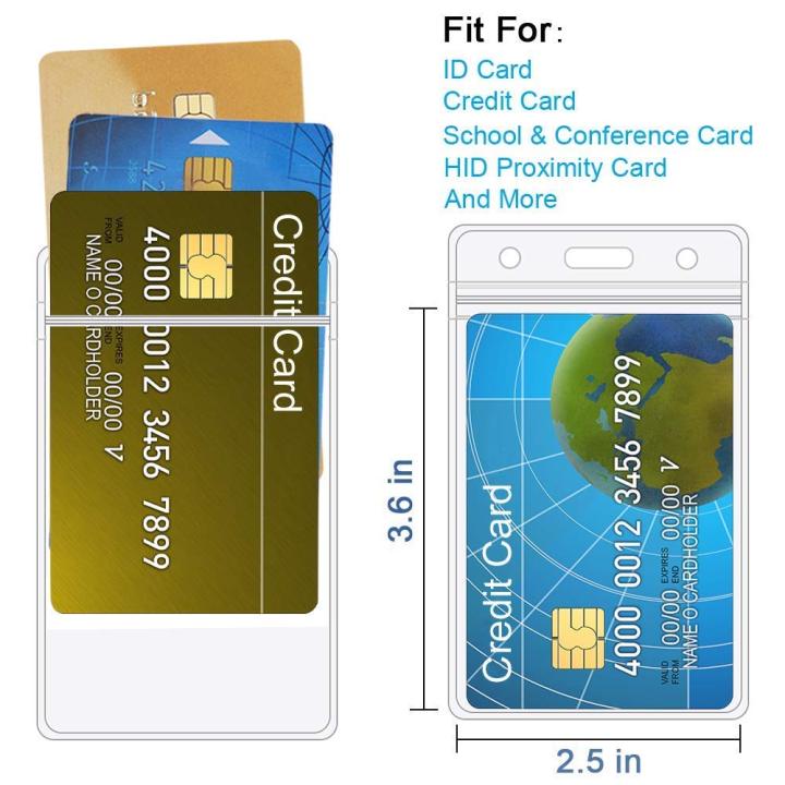 Vertical Clear Waterproof ID Card Holders with Sealable Zip Name Tag ...