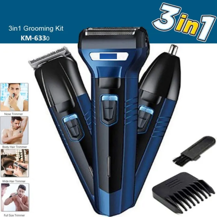 3 in 1 Rechargeable Hair Clipper, Shaver & Beard Trimmer for Men ...