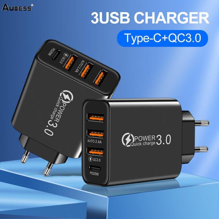 USB Fast Charger 4-port Charging Head 3Usb + Type-C PD QC3.0 American ...