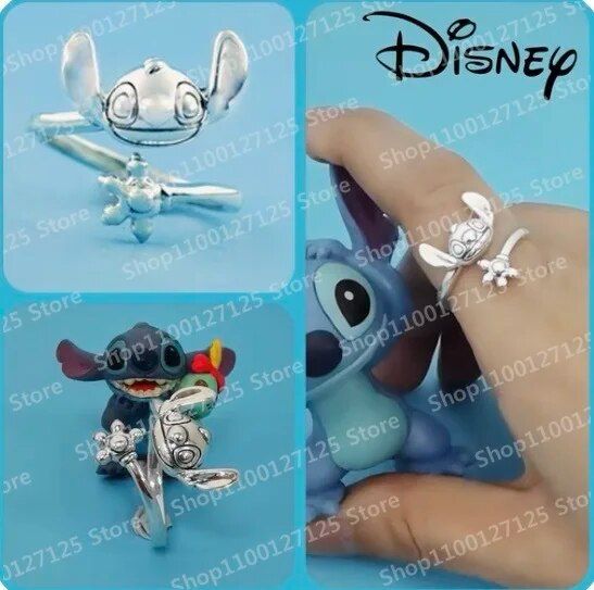Nnoregretsss Disney Anime Lilo Stitch Ring 925 Silver Cartoon Stitch ...