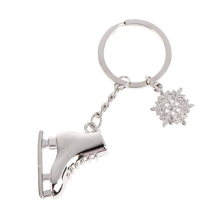 1pc Silver Ice Skates Snowflake Pendant Key Ring Skating Key Chain ...