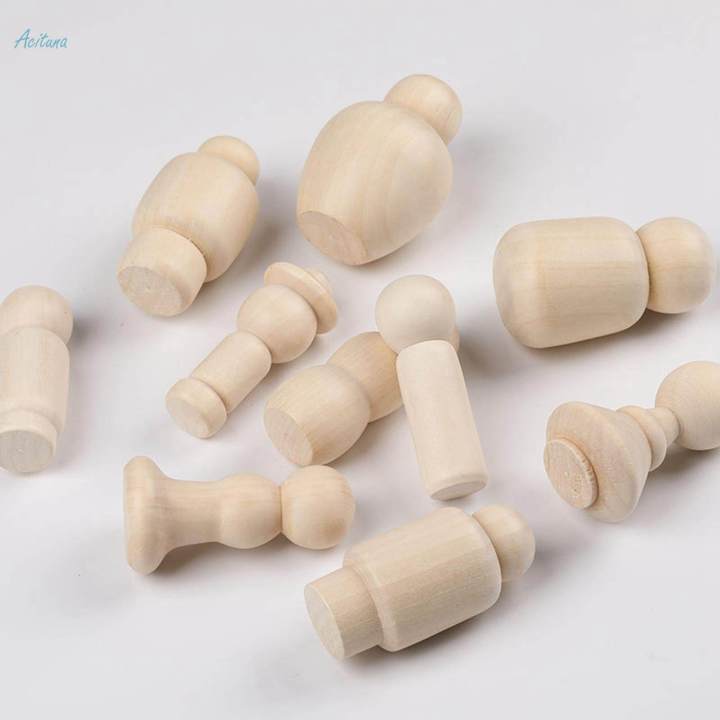 Unfinished Wooden Peg Doll Human Body Unpainted Decorative Tree Shape ...