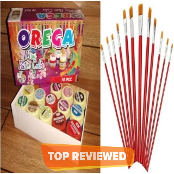 Poster Color 15 bottle Set + Imported Paint Brush 12 Brush Set | Daraz.pk