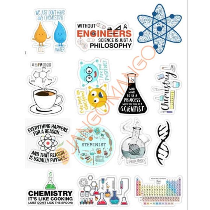10 Pcs Science Chemistry Funny Doodle Stickers Pack for Laptop Desk ...