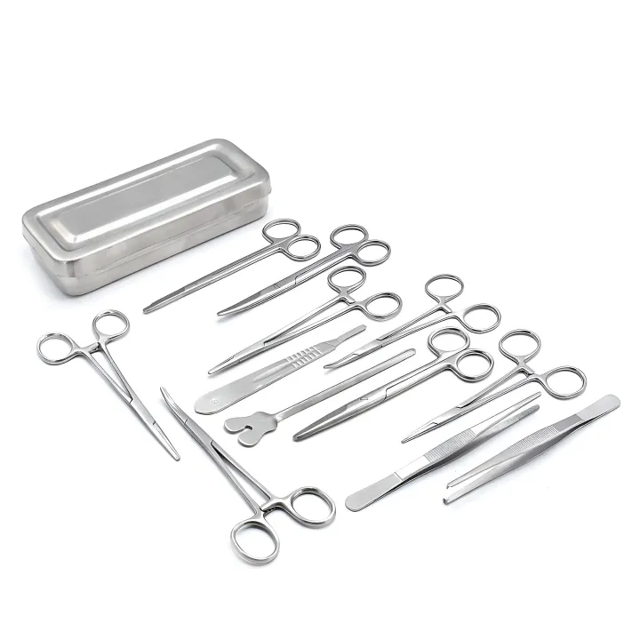 13Pcs Basic Minor Surgery Instruments Set with Stainless Steel Box ...