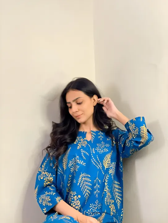 SUMMER COLLECTION 2 PIECE STICH SUIT IN BLOCK PRINT FOR GIRLS AND WOMEN ...