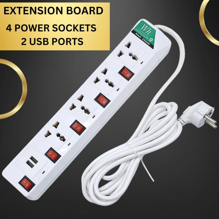 WH - Universal Extension Board Multi Power Plug With 4 Power Sockets ...