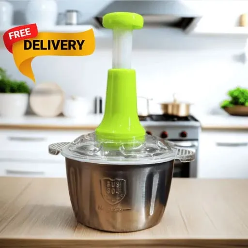 Manual Stainless Steel Multifunctional 2L Hand Push Chopper – 4 Curved ...