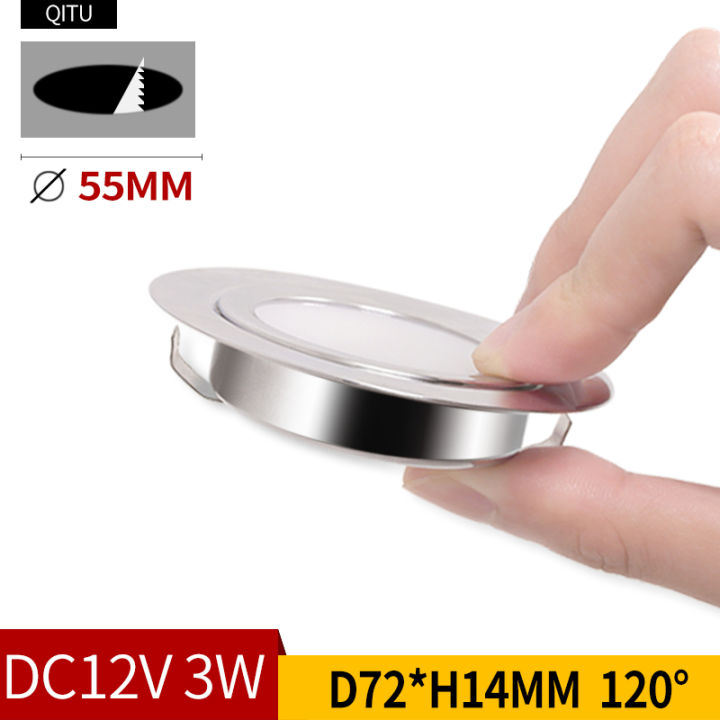 QITU DC12v/24v Recessed Slim Small Downlight 3W RV Light Ceiling LED ...