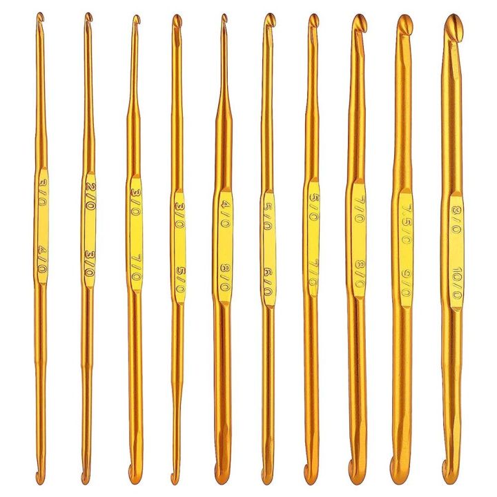 Handicraft Gold Double End Crochet Hooks Aluminum Multisize Crochet ...