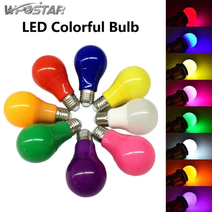 E27 LED Colorful Light Bulbs 5W Seven Color Light Lamp for Stage ...