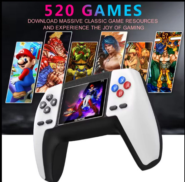 Game console with screen PS5 design - Built in 520 games handheld game ...