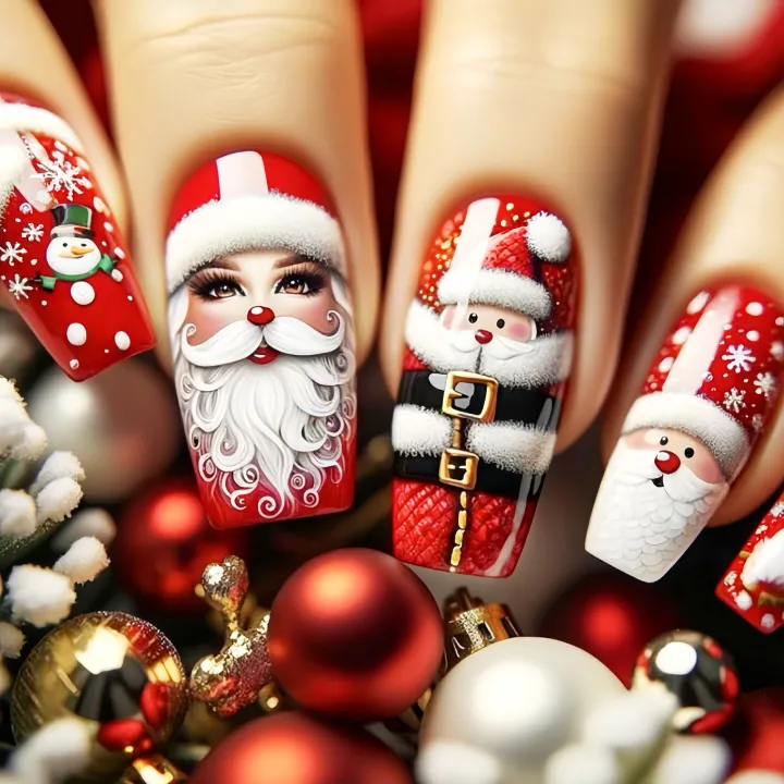 Y416 Ballet Fake Nails 24PCS with Santa Snowman Design-Red | Daraz.pk