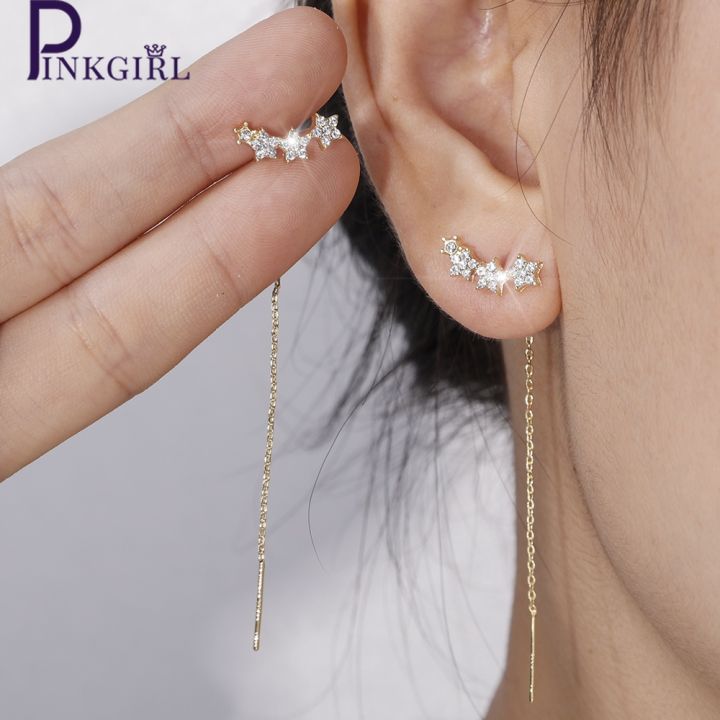 Straight Hanging ,Rhinestone ,Drop Earings -Long Wire Tassel Thread ...