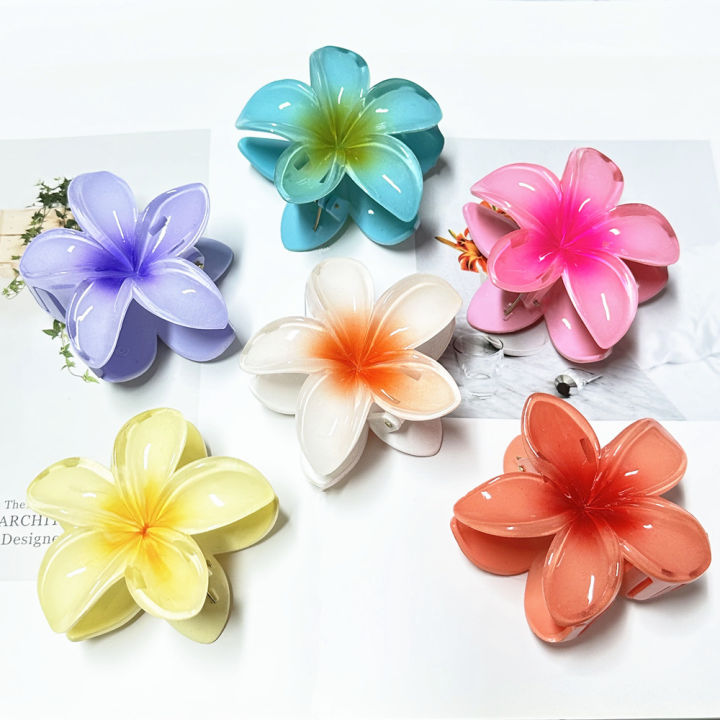 8CM BOHO Gradient Large Flower Acrylic Hair Clip For Women Sweet Hair ...