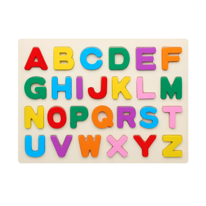Wooden Alphabet Puzzles & Numbers Board, Colorful ABC Uppercase Letters ...