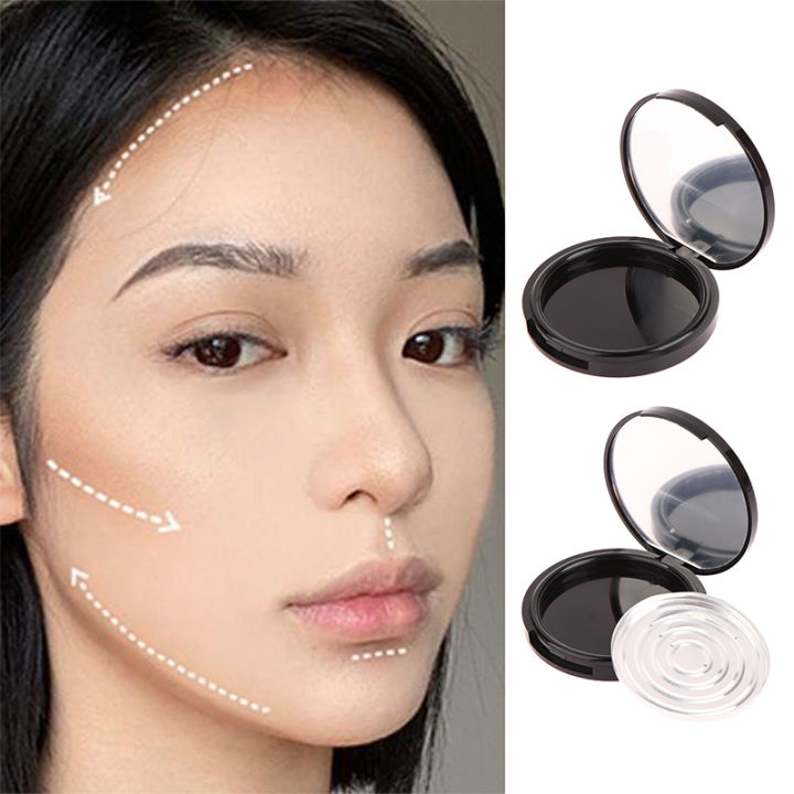 Reusable Empty Single Black Circular Highlight Box Blush Shadow Powder ...