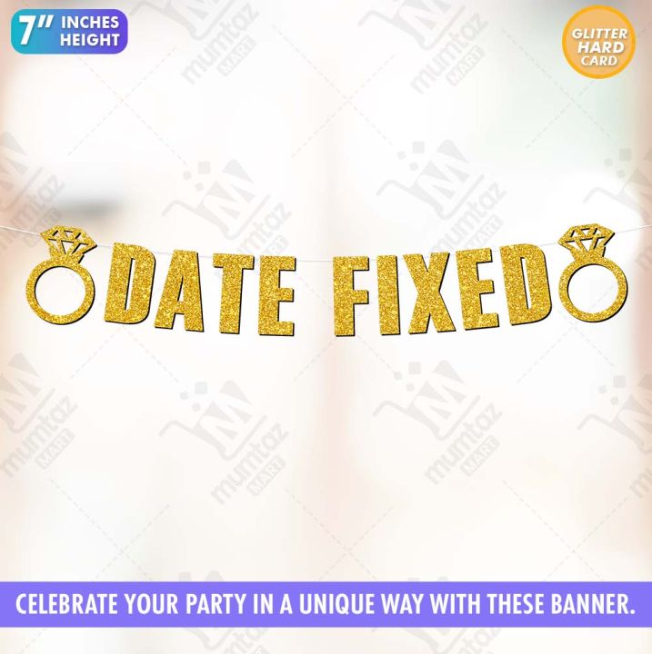 Date Fixed Golden Glitter Banner For Wedding party Decorations, Unique ...