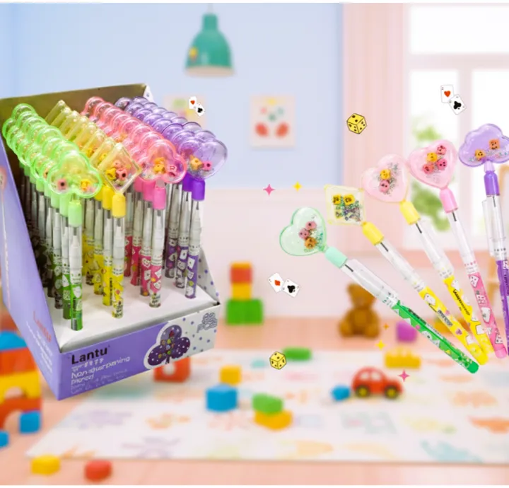 Pack of 4 Fancy Non Sharpening Pencils 4 shapes Lead Nibs Changing ...