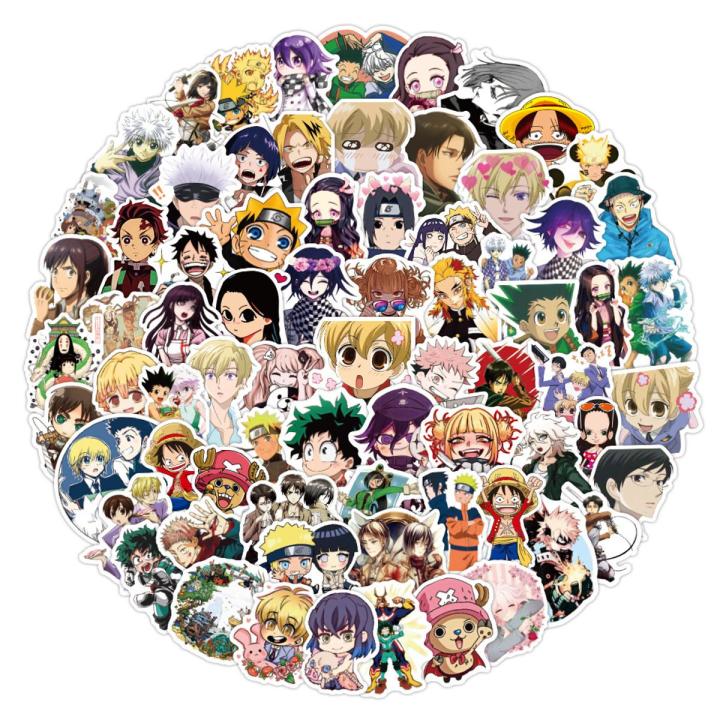 100pcs/pack Japanese Anime Stickers One Piece NARUTO Demon Slayer ...