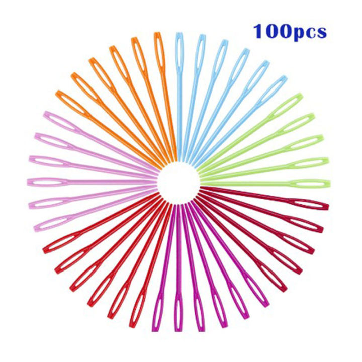 100 Pieces Plastic Darning Threading Weaving Sewing Needles for Kids ...