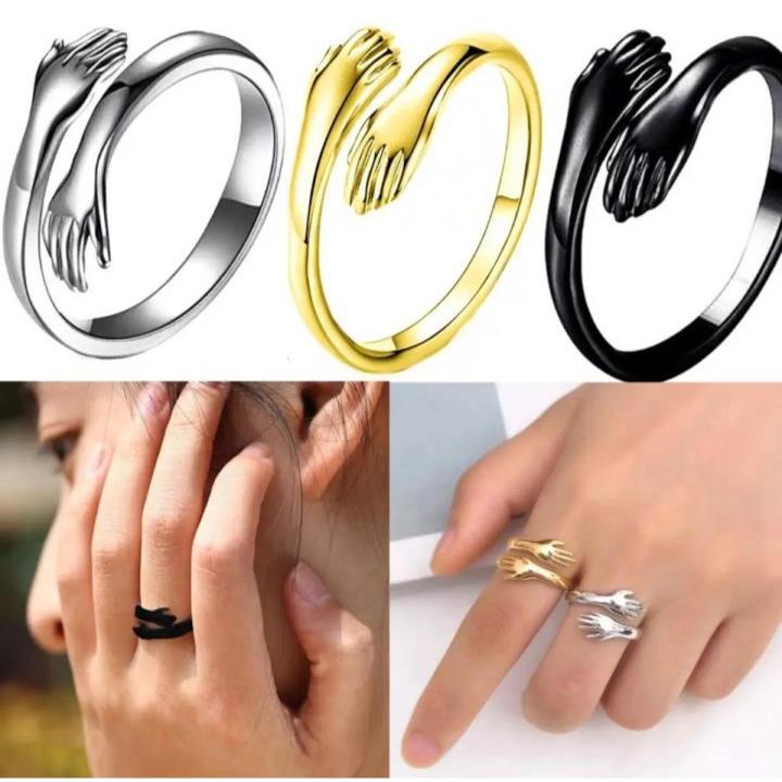2 PC Premium Simple Adjustable Love Hug Finger Ring For Couples | Clean ...